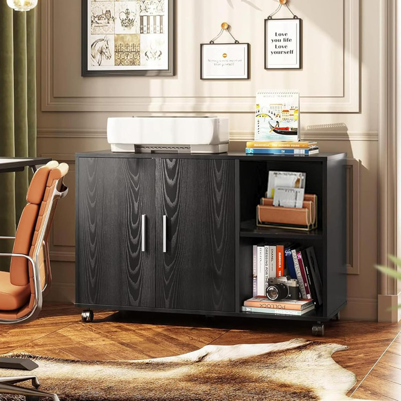 Ebern Designs Office Storage File Cabinet With Doors And Shelves, Lateral Filing Cabine Printer ...